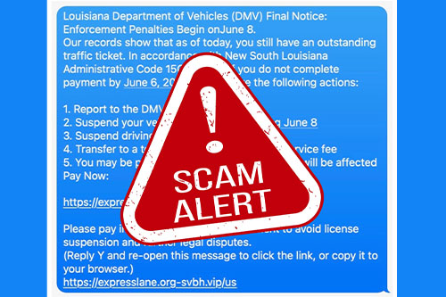 Louisiana Office of Motor Vehicles warns residents of another text ...