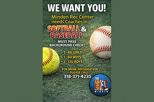 Baseball, softball coaches needed at Minden Rec Center | Webster Parish ...